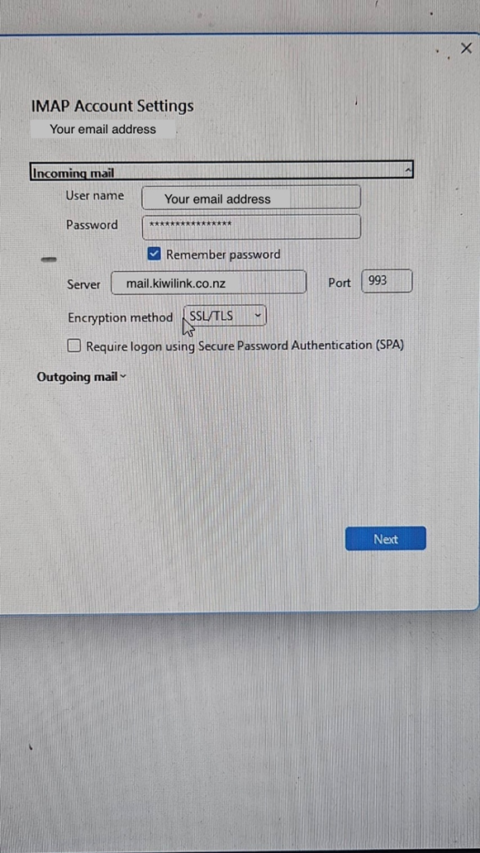 Updating Email Account Settings on Outlook (Classic) - Kiwi Internet